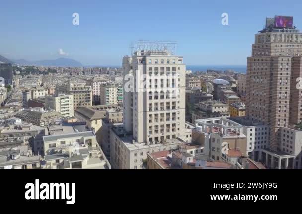 Genoa,Italy.Central part of the city,panoramic drone aerial view ...