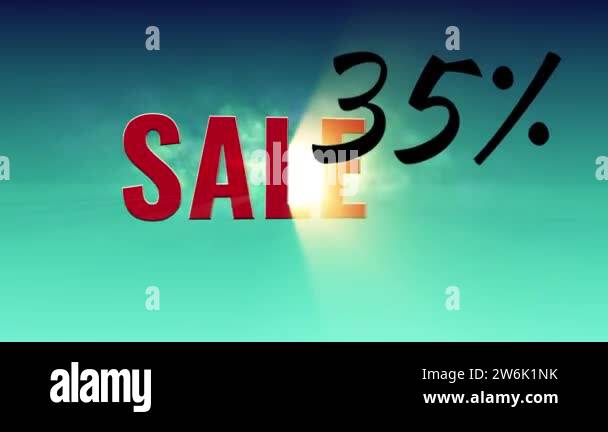 Animated inscription SALE 35%. Colorful background with light source ...