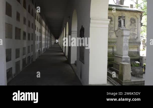 Catacombs at historic Warsaw cemetery, Powazki in Warsaw Stock Video ...