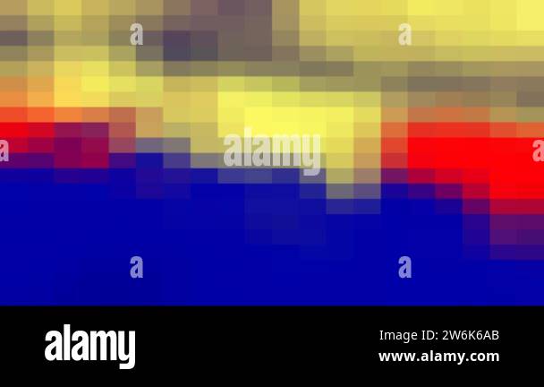 Dynamic image. A shape of blue, yellow, red, squares spontaneously ...