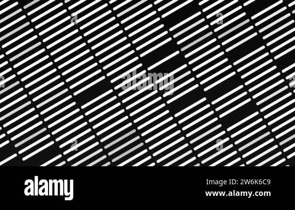 Diagonal rows of flowing narrow short stripes on black background ...
