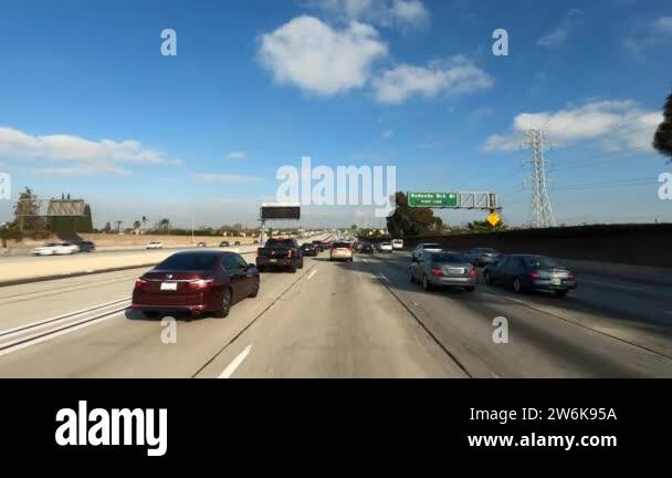 Los Angeles California USA - January 2020 Drive with increasing rush ...