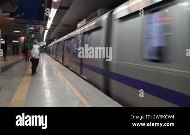New Delhi India January 04 2022 - View inside Delhi metro station after ...