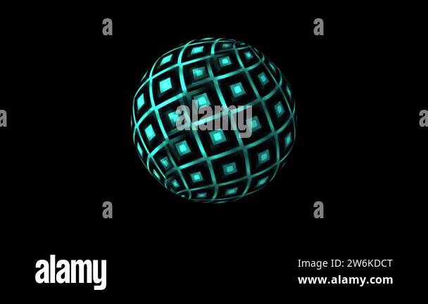 3D Abstract animation of digital hi-tech futuristic blue ball isolated using QuickTime Alpha ...