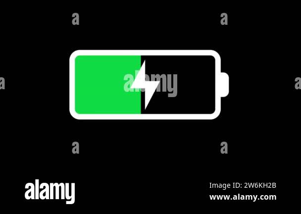 Animated icon charge and discharge battery. Alpha channel. Looped ...