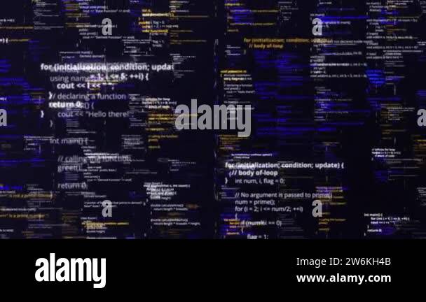 Futuristic hi-tech graphic interface with digital code and data being written. Animation ...