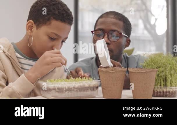 Shoulder-up of smiling female middle school student pulling out ...