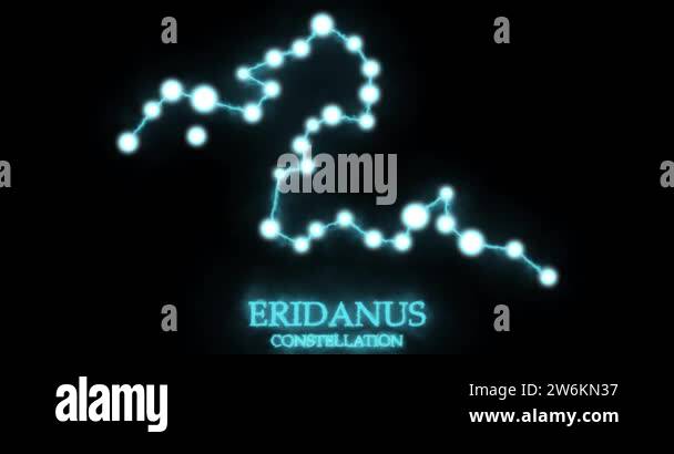 Eridanus constellation. Light rays, laser light shining blue color ...
