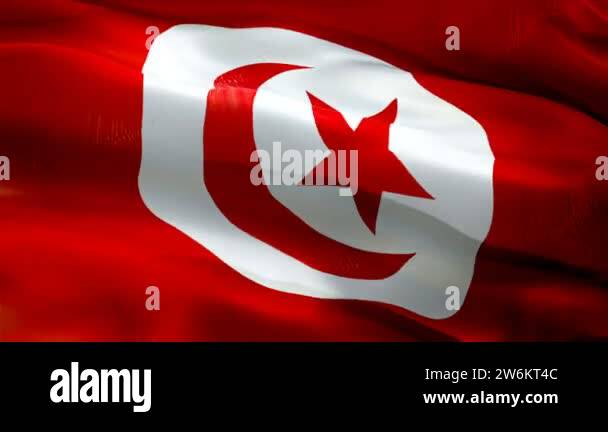 Tunisia waving flag. National 3d Tunisian flag waving. Sign of Tunisia ...