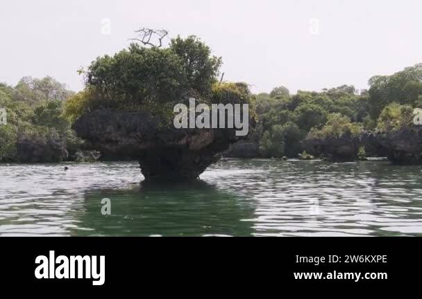 Lagoon at Kwale Island in Menai Bay, Mangroves with Reefs and Rocks ...