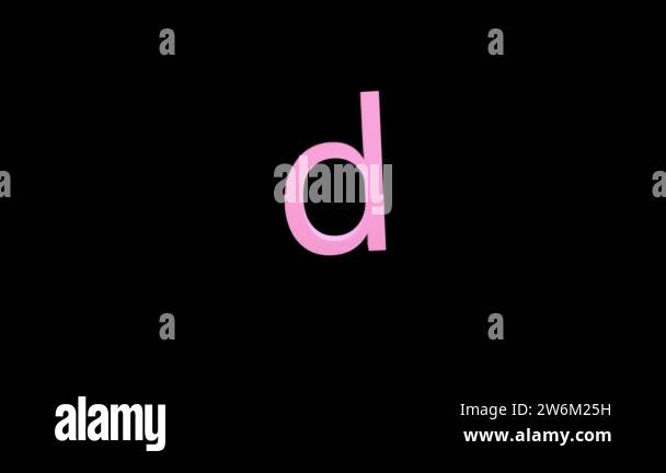 3d letter pink color on a black background with alpha channel. 3d ...