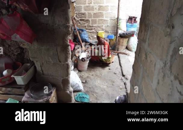 Life of a Poor Local African Family, Inside a Slum House in a Village ...