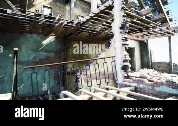 abandoned ruined building after war Stock Video Footage - Alamy