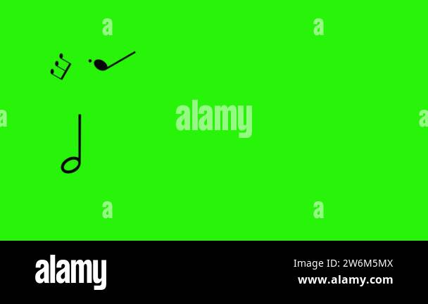 Music notes signs animation elements on green screen chroma key Stock ...