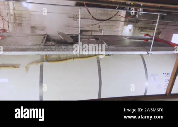 Tanker is in chemical cleaning. Cleaning the truck tank from the inside ...