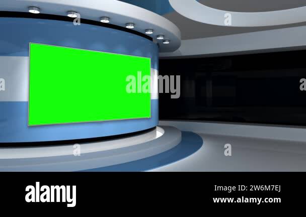 TV studio. Light blue background. Loop animation. News studio ...