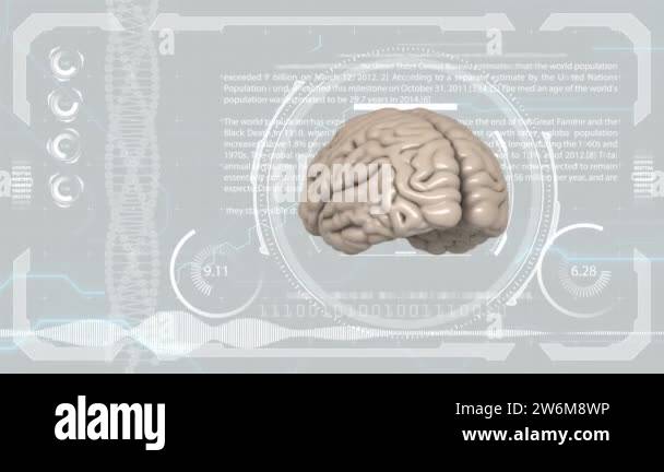 Futuristic robot with tentacles and human brain . Medical concept ...