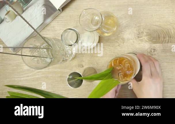 3 Color Drink with Pandan Leaves Stock Video Footage - Alamy