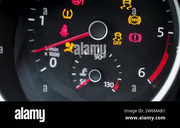 Tachometer Gauge of Starting and Stopping Car. Starting car engine ...