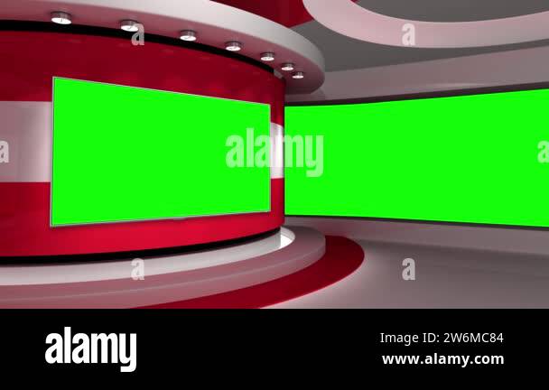 Tv studio. Red studio. Red background. News studio. green screen ...