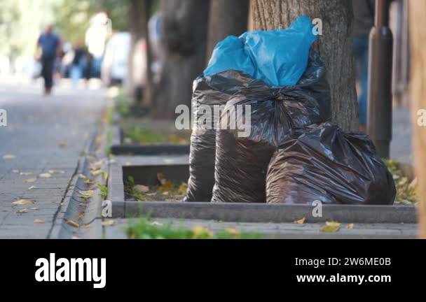 Garbage concept black trash bags Stock Videos & Footage - HD and 4K ...