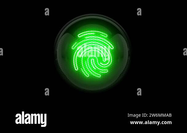 Green Fingerprint. fingerprint icon. Loop animation. Nixie tube ...