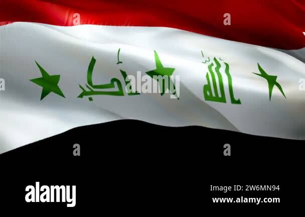 Iraqi flag waving in wind video footage Full HD. Realistic Iraqi Flag ...