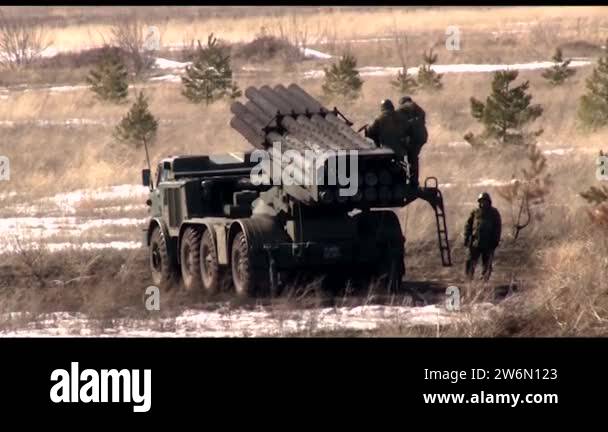 Guidance of a rocket launcher installed on a military transport with ...