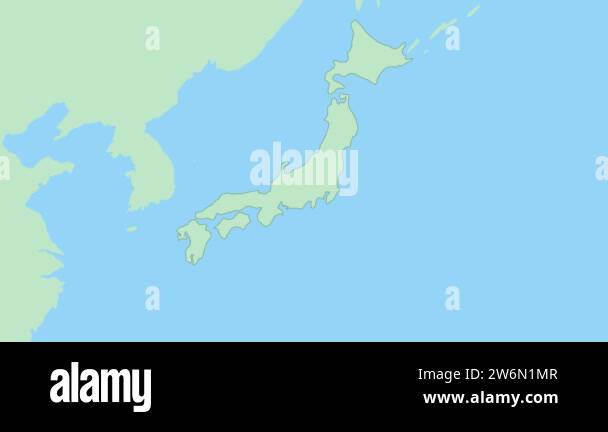 Map of Japan with pin of country capital. Japan Map with neighboring ...
