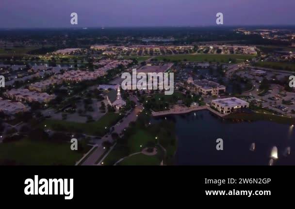 Evening Over Port St. Lucie, Aerial View, Lake Tradition Loop Stock ...
