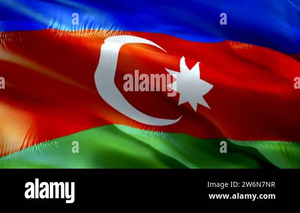 Azerbaijan flag Closeup 1080p Full HD 1920X1080 footage video waving in ...