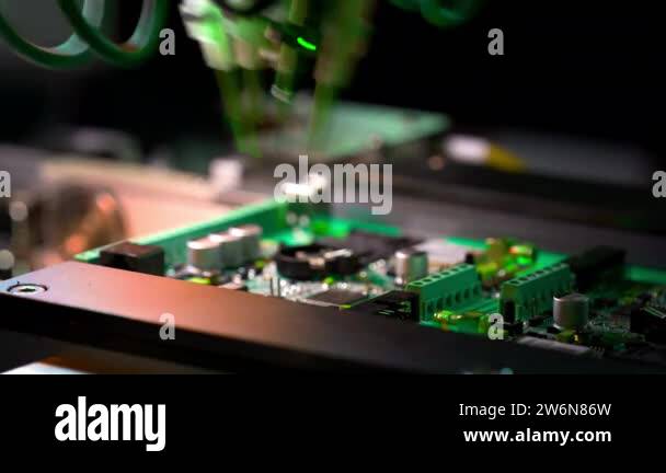 Chip production. Installation of transistors and components Stock Video ...