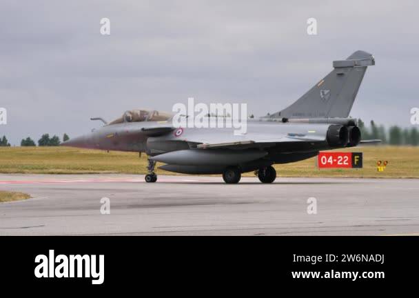 French Air Force Dassault Rafale fighter jet on the tarmac of Evreux ...