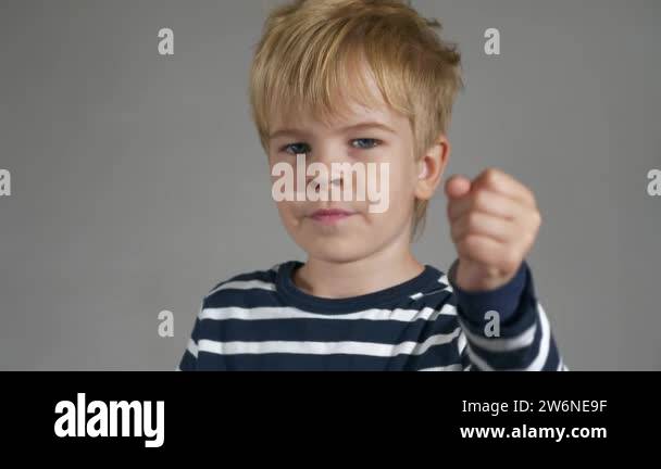 Child Shows Thumbs Up Gesture. Portrait Cute Little Boy. Happy Facial ...