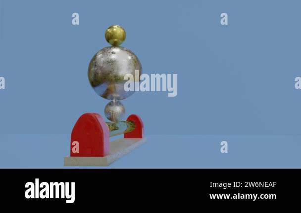 abstract three-dimensional composition. three spheres are rolling on a ...