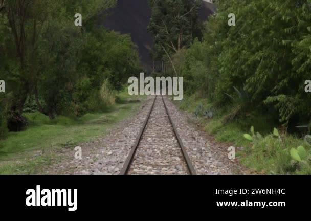 Railway tracks in rural countryside of Peruvian Andes. Rural scene in ...