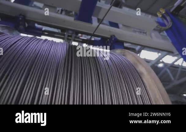 Winding of the electrical cable to the bobbin in the production. Cable ...