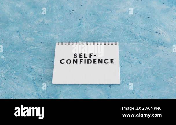 positive attitude concept, Self-confidence text on notepad with comic ...