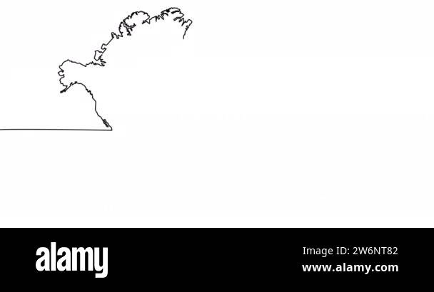 Self-drawing a map of the planet. World continents one line on a white ...