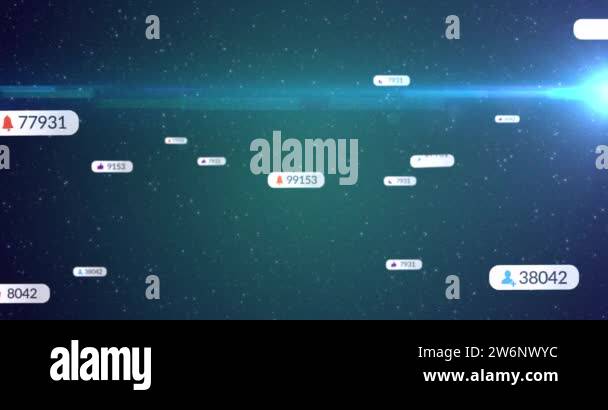 Animation of cursors over social media icons and numbers on white ...