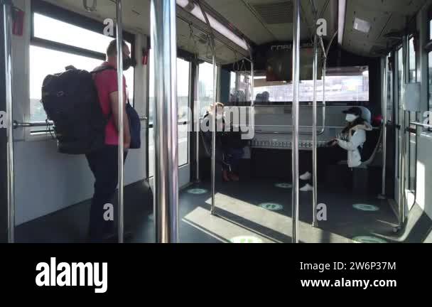Istanbul, Turkey - April 2021: Shuttle bus transferring passengers from ...