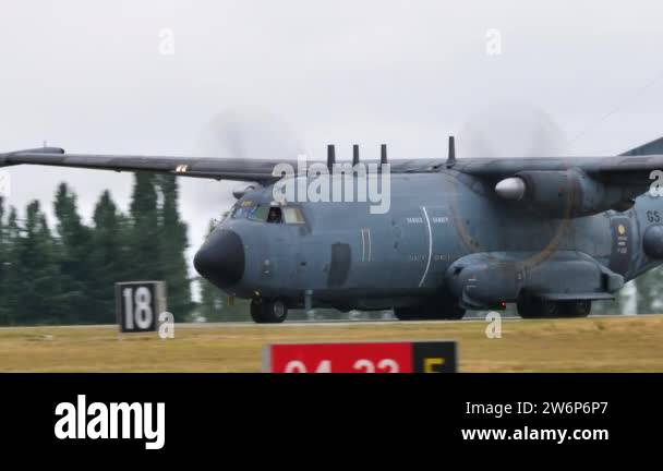 Close up, Cockpit and fuselage of Transall C-160G Gabriel taxiing on ...