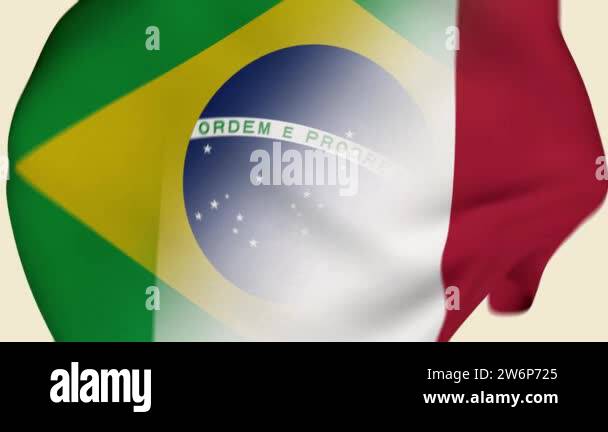 Brazil and Italy Crumpled Fabric Flag Intro. Brazil Flag. Italy flag ...
