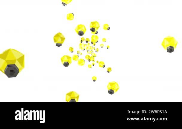 Many light bulb floating in air on white background. Creativity concept ...