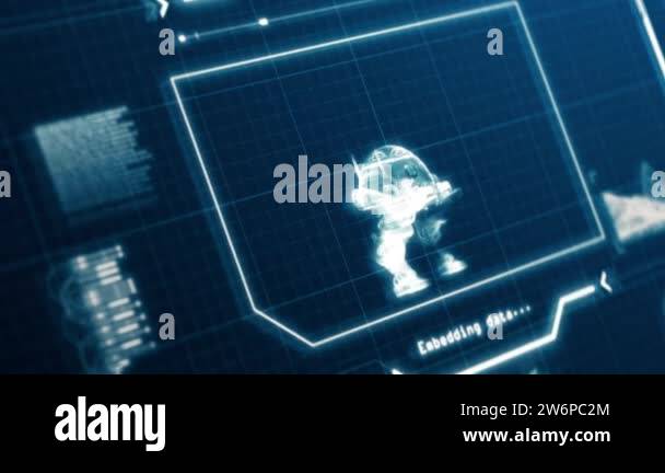 HUD Robot Scanning System ability user interface computer screen display with pixels background ...