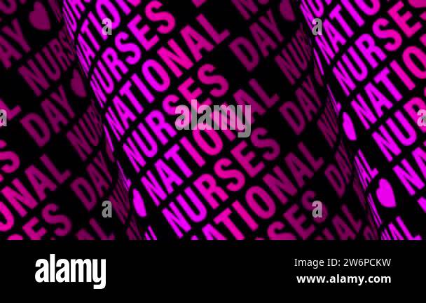 NATIONAL NURSES DAY digital pink text Scrolling Cylinder Textured ...