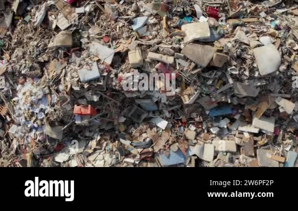 Aerial scrap-heap of landfill and waste, gota fria - cold drop flood ...
