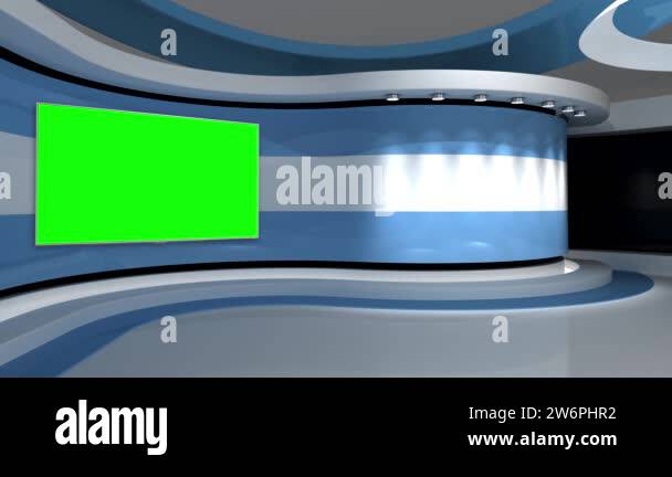 TV studio. Light blue background. Loop animation. News studio ...