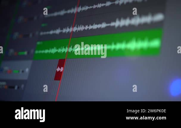 Recording studio, process of recording editing sounds songs monitor ...