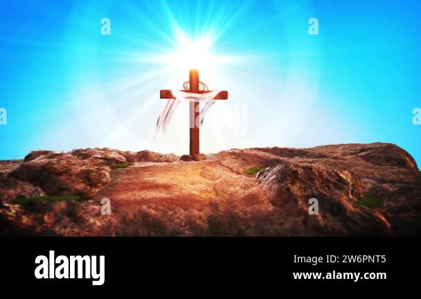 Easter Jesus is risen Calvary hill Christ was crucified Crown of thorns ...